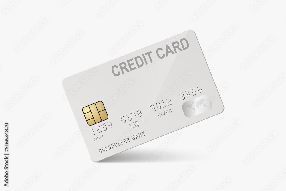Vector 3d Realistic White Credit Card Isolated. Design Template of ...