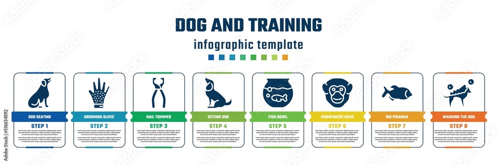 dog and training concept infographic design template. included dog ...