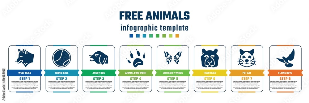 free animals concept infographic design template. included wolf head ...