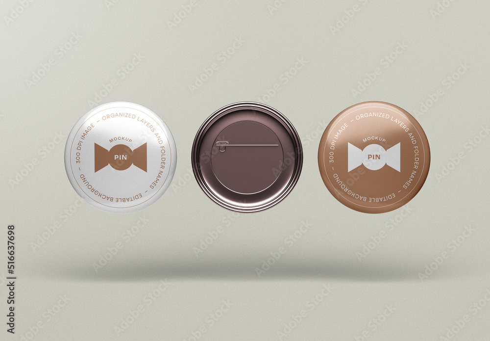 Set of Pin Button Badge Mockups for Branding – Custom Button Design ...