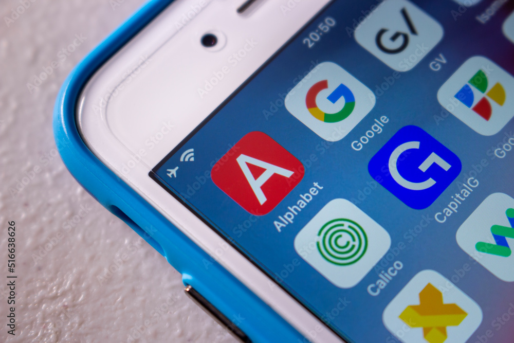 Kumamoto, JAPAN - Feb 7 2022 : Alphabet inc. and Google icons with ...