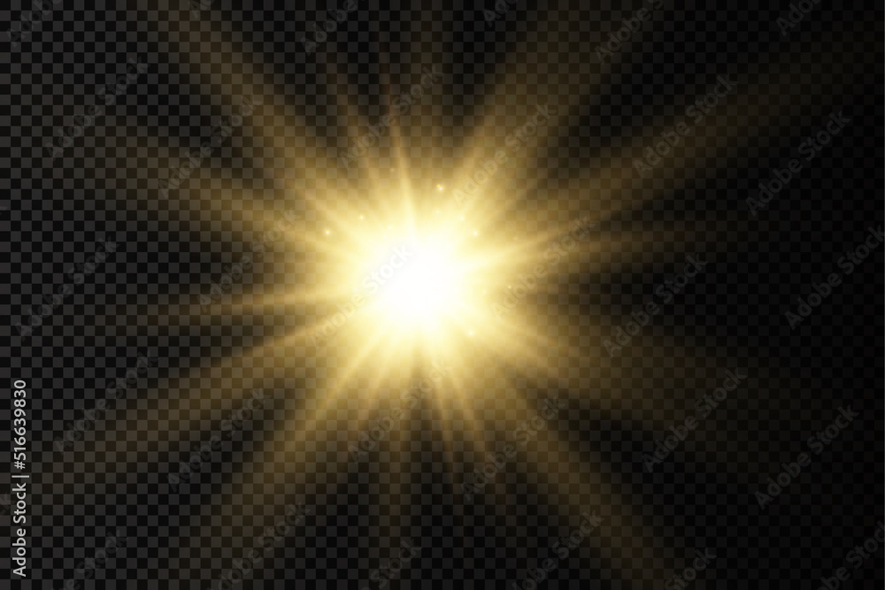 Glow bright light star, yellow sun rays, sunshine. Stock Vector | Adobe ...