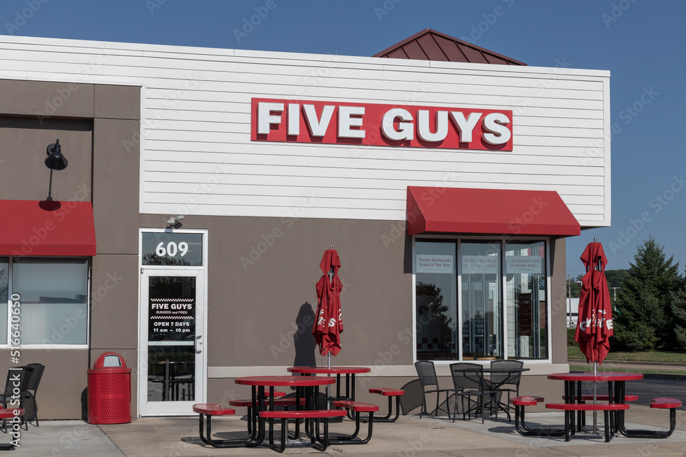 Five Guys burgers and fries restaurant. Five Guys is a fast casual ...