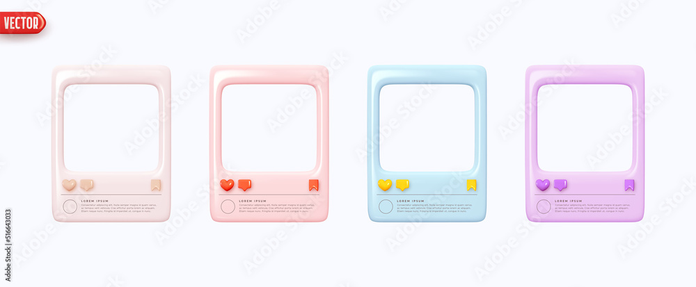 Social Media Clean Empty Post Template. Set colorful Frame border of ...