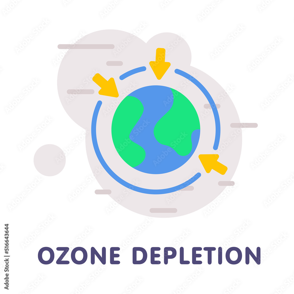 Ozone Depletion with Earth Globe and Arrows with Damaged Layer Vector Illustration Stock Vector ...