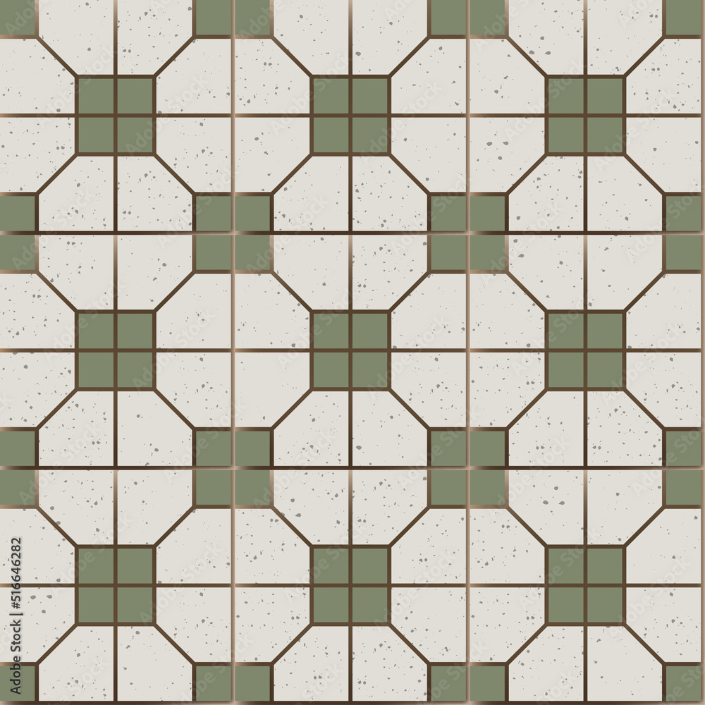 Vector Retro Iconic Old Hong Kong Flooring Tiles Seamless Pattern for Products or Wrapping Paper ...