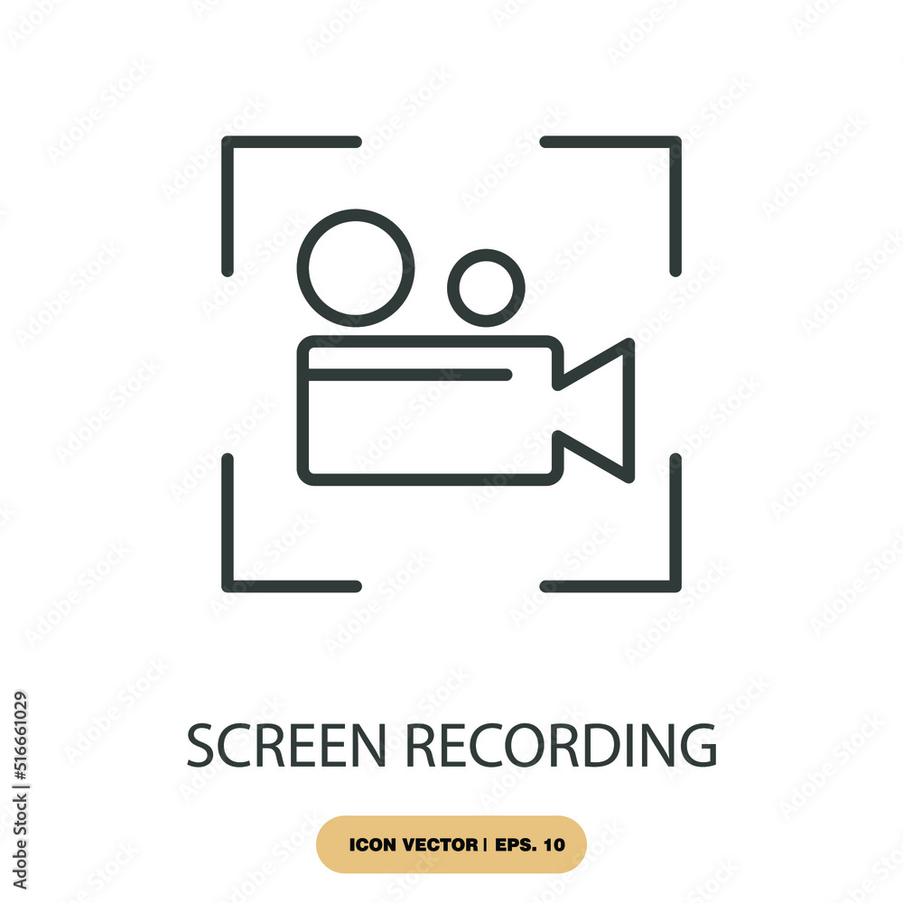 screen recording icons symbol vector elements for infographic web Stock ...