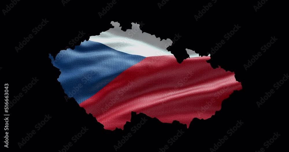 Vidéo Stock Czechia outline with waving national flag. Alpha channel ...