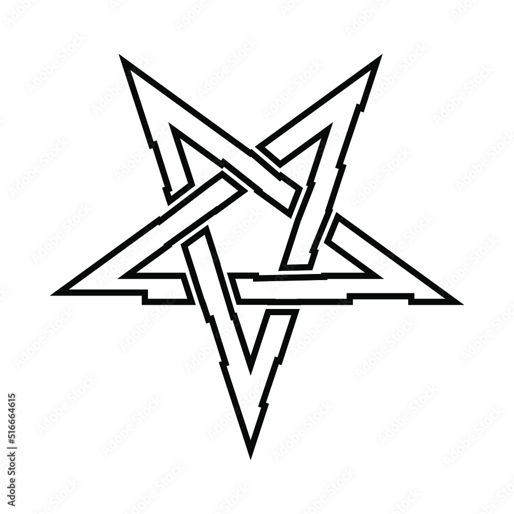 Pentagram. Inverted star. Vector illustration isolated on white ...