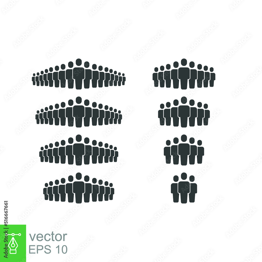 People Icon set. Simple solid style. Person, group, crowd, member ...
