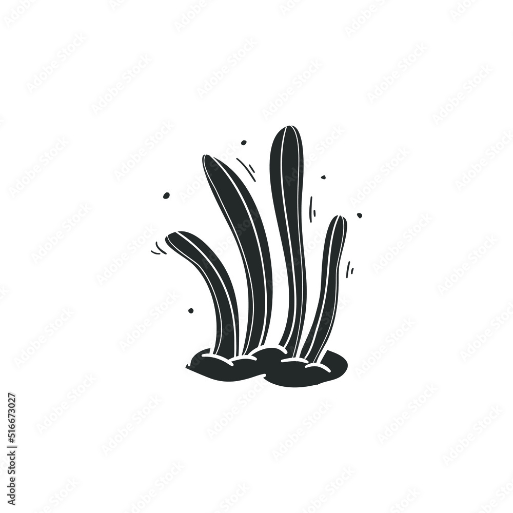 Algae Icon Silhouette Illustration. Sea Plant Vector Graphic Pictogram ...
