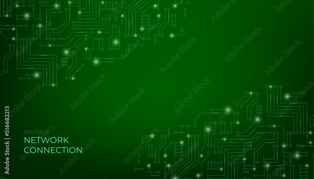 Green background with High-tech technology texture circuit board ...
