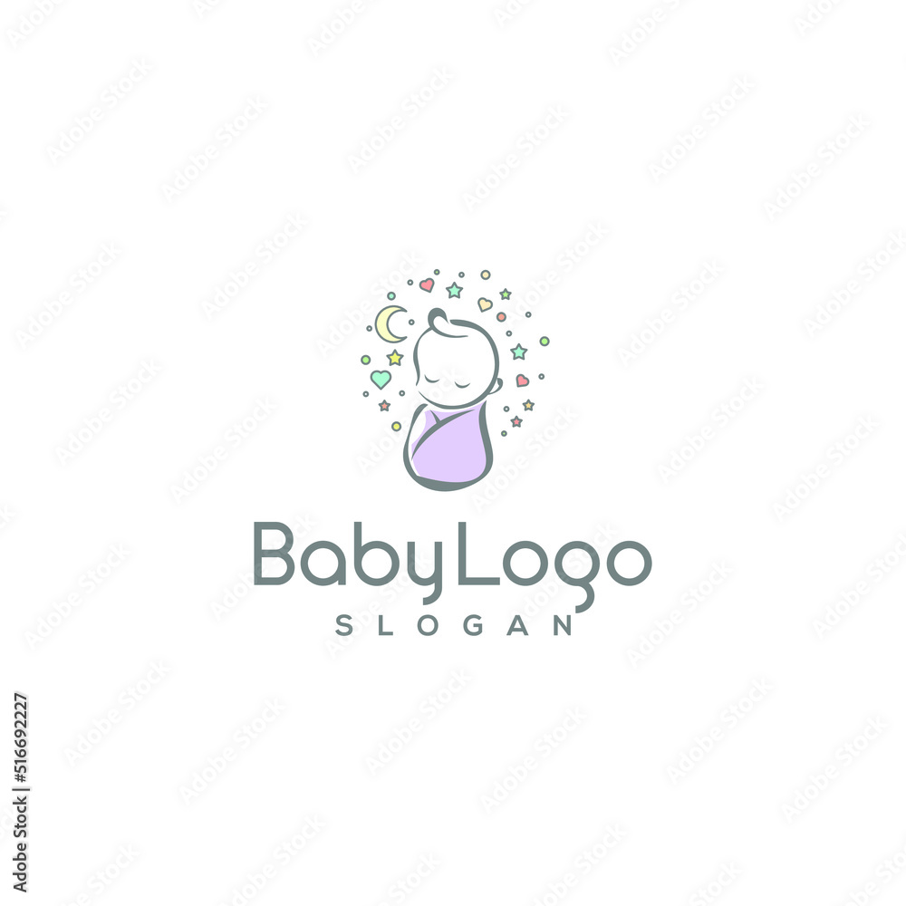 Baby logo vector icon, cute baby logo Stock Vector | Adobe Stock