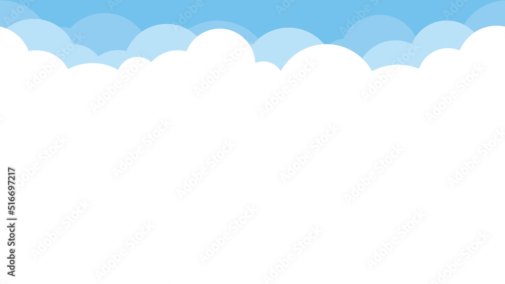 Cute white cloud on bright blue sky seamless pattern border background ...