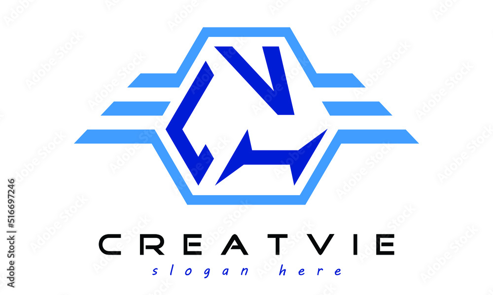 LVI three letter geometrical wings logo design vector template ...