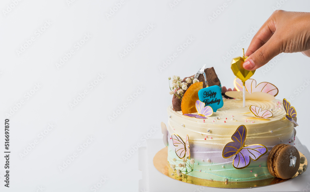 birthday cake with candles food anniversary concept cover banner ...
