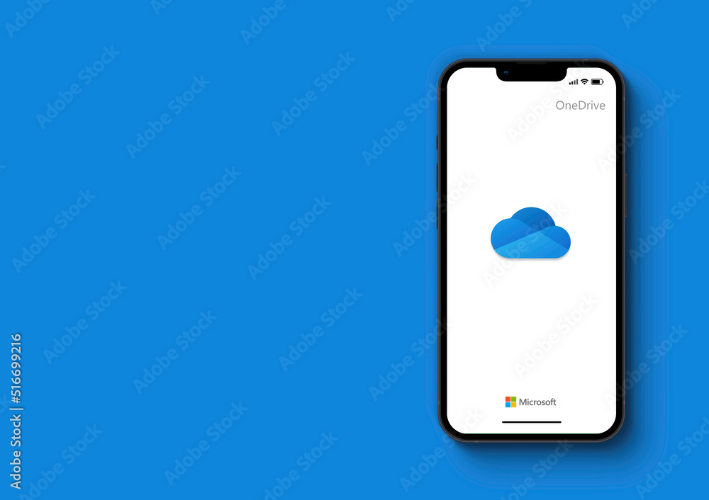 Microsoft Onedrive cloud storage app on the smartphone iPhone screen ...