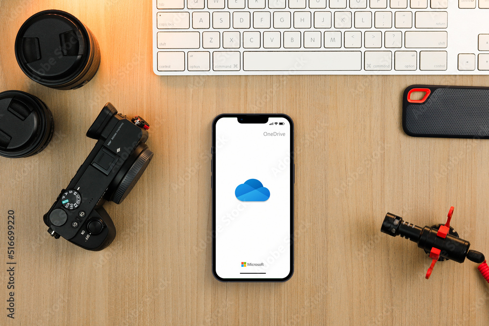 Microsoft Onedrive cloud storage app on smartphone iPhone screen on ...