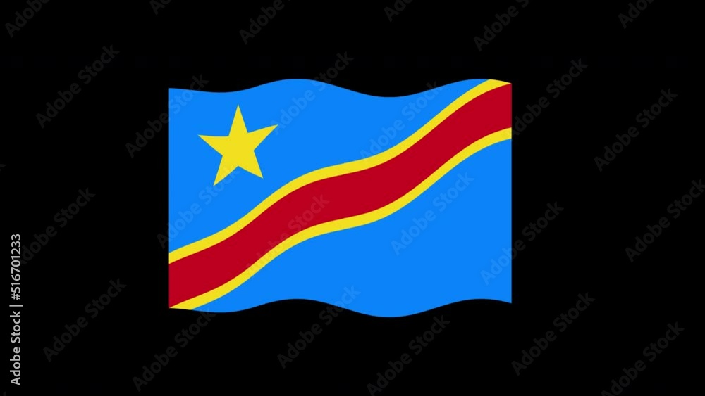 Congo Democratic Republic flag seamless waving animation. Sign of Congo ...