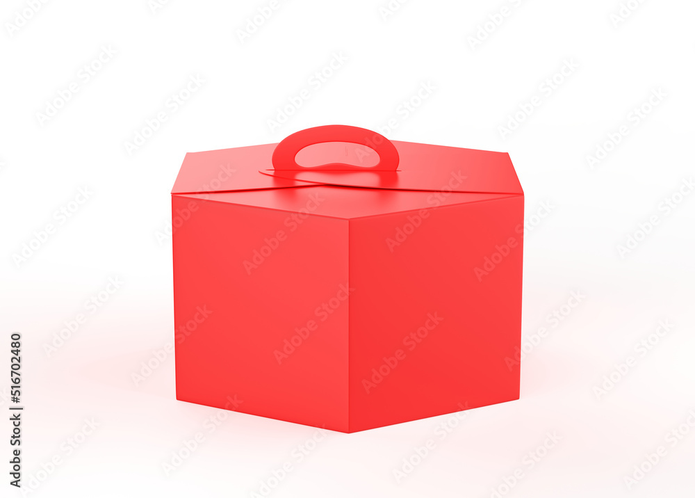 hexagon box with handle mockup isolated on white background. 3d ...