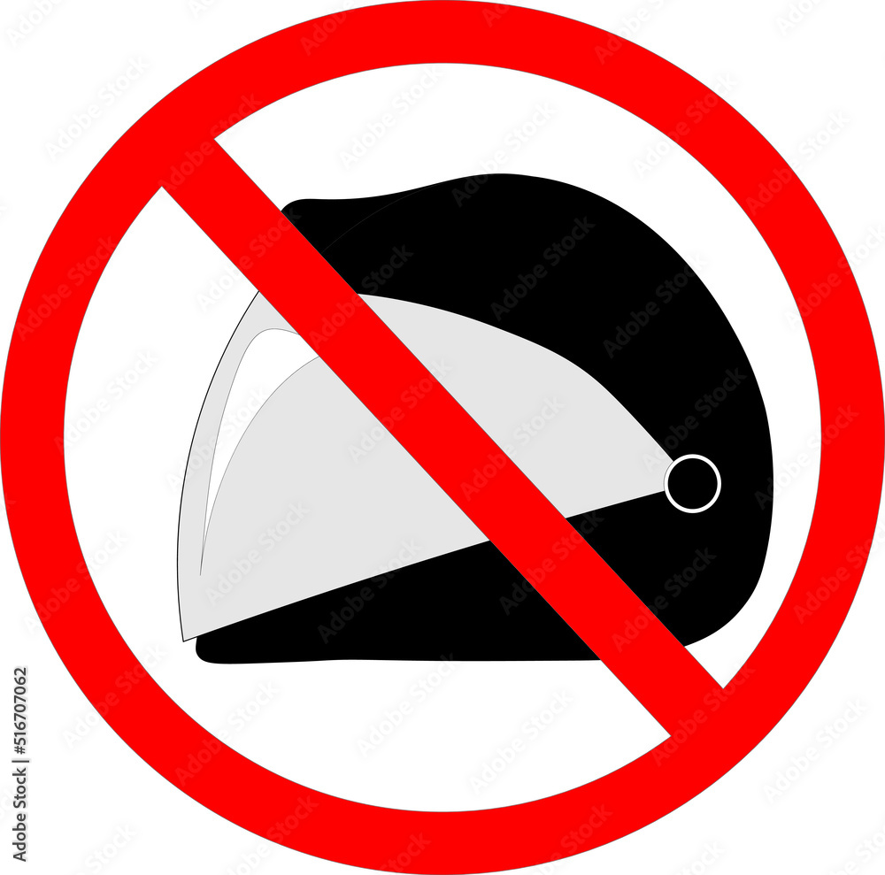 NO helmet allowed sign vector Stock Vector | Adobe Stock