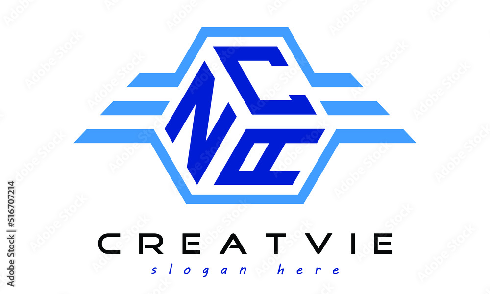 NCA three letter geometrical wings logo design vector template ...