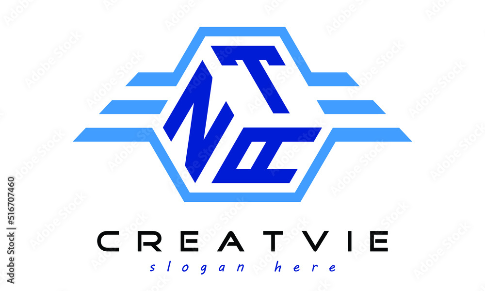 NTA three letter geometrical wings logo design vector template ...