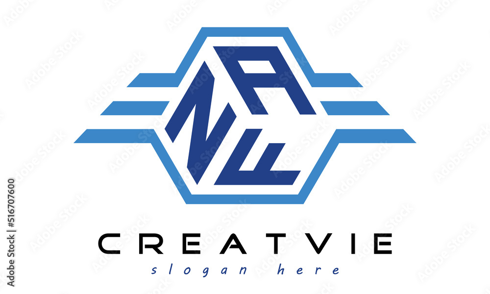 NAF three letter geometrical wings logo design vector template ...