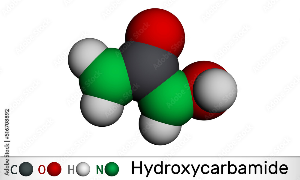 Hydroxycarbamide, hydroxyurea molecule. It is antimetabolite drug to ...