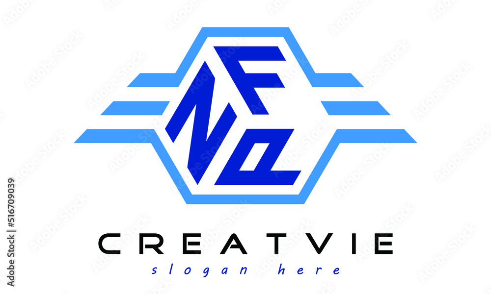 NFP three letter geometrical wings logo design vector template ...