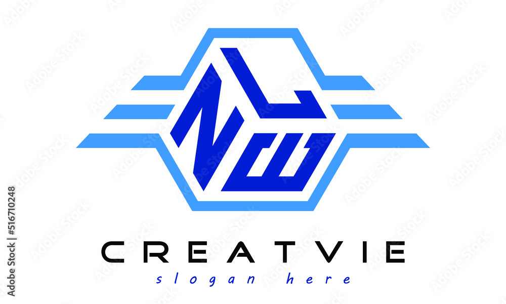 NLE three letter geometrical wings logo design vector template ...