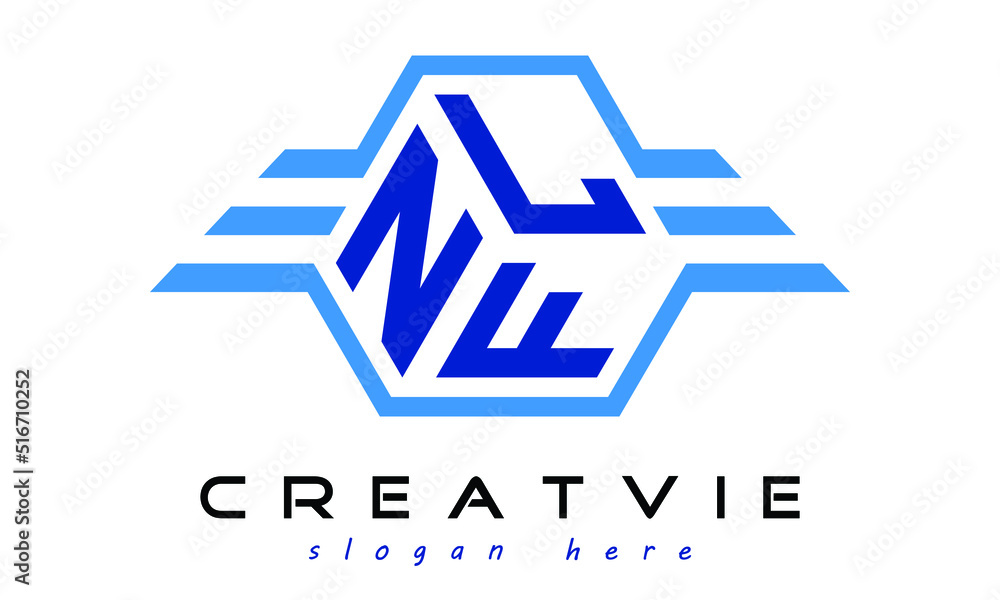 NLF three letter geometrical wings logo design vector template ...