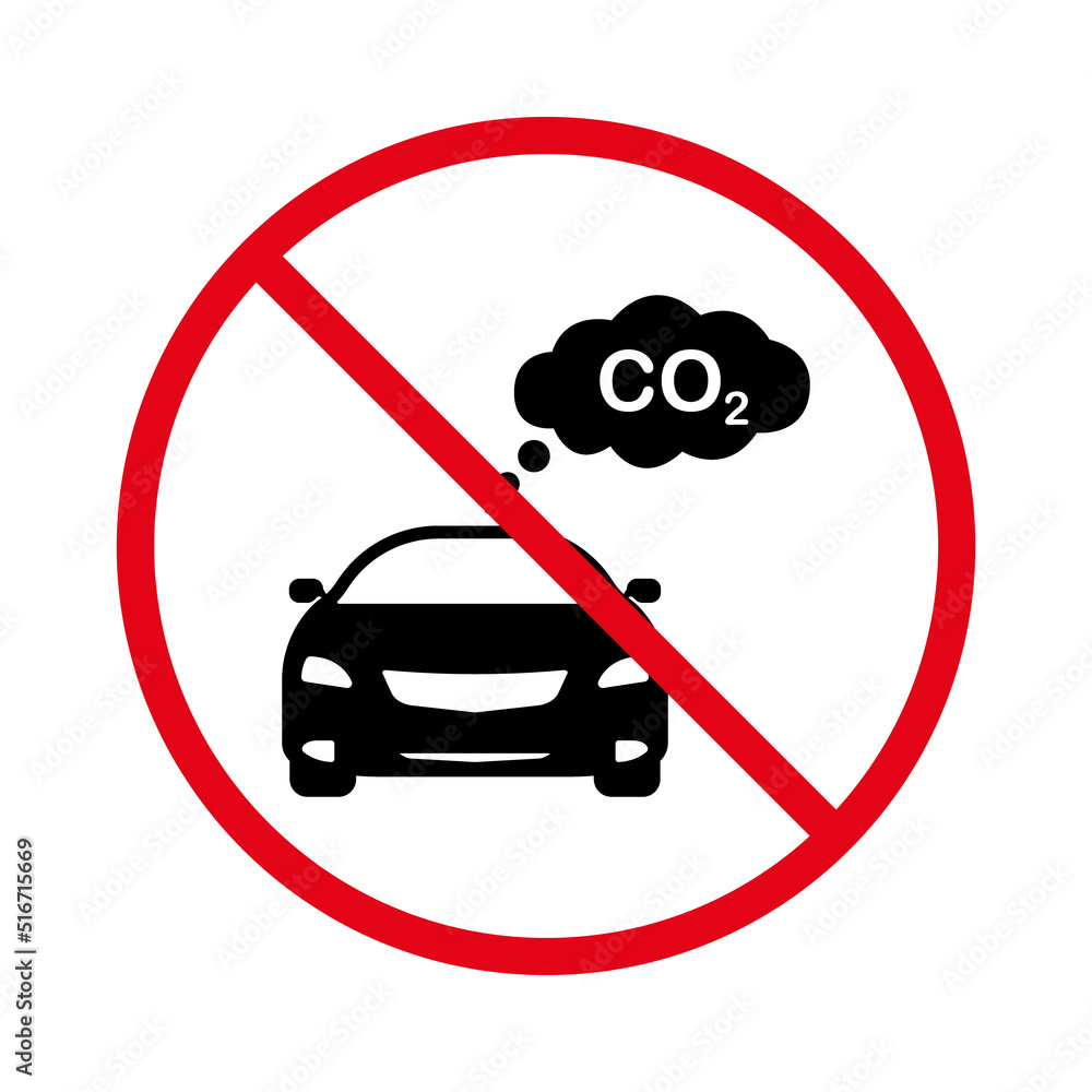 No Allowed Emission Pollution Sign. Prohibited Car Exhaust CO2 Ban ...