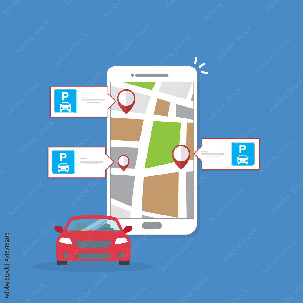 Online application for finding parking spaces, city parking. Smart city ...