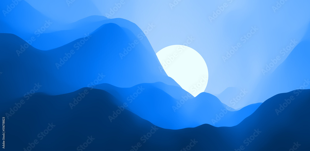 Blue abstract background. Water surface. Sky with clouds. Landscape ...