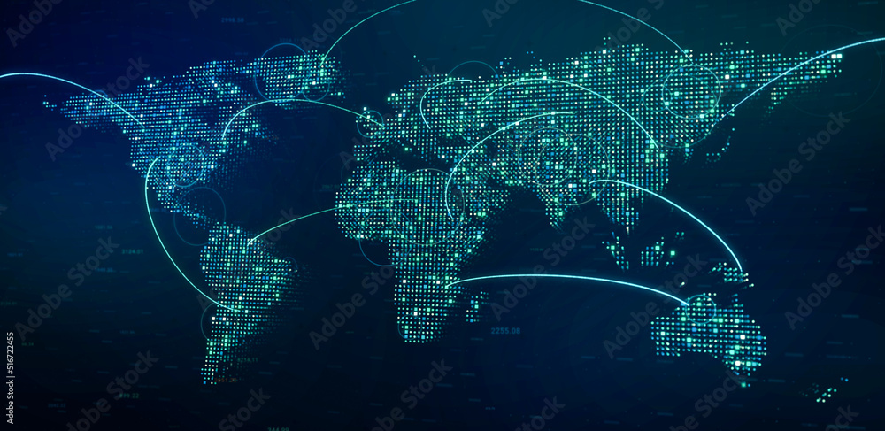 Global internet connection on digital Earth map, modern world data ...