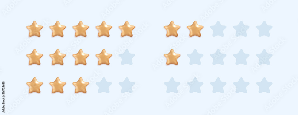 Golden stars rating bar, set of template design for web ranking. Vector ...