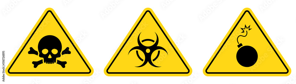 Danger toxic, poison, toxic, biohazard caution sign. Skull, virus ...