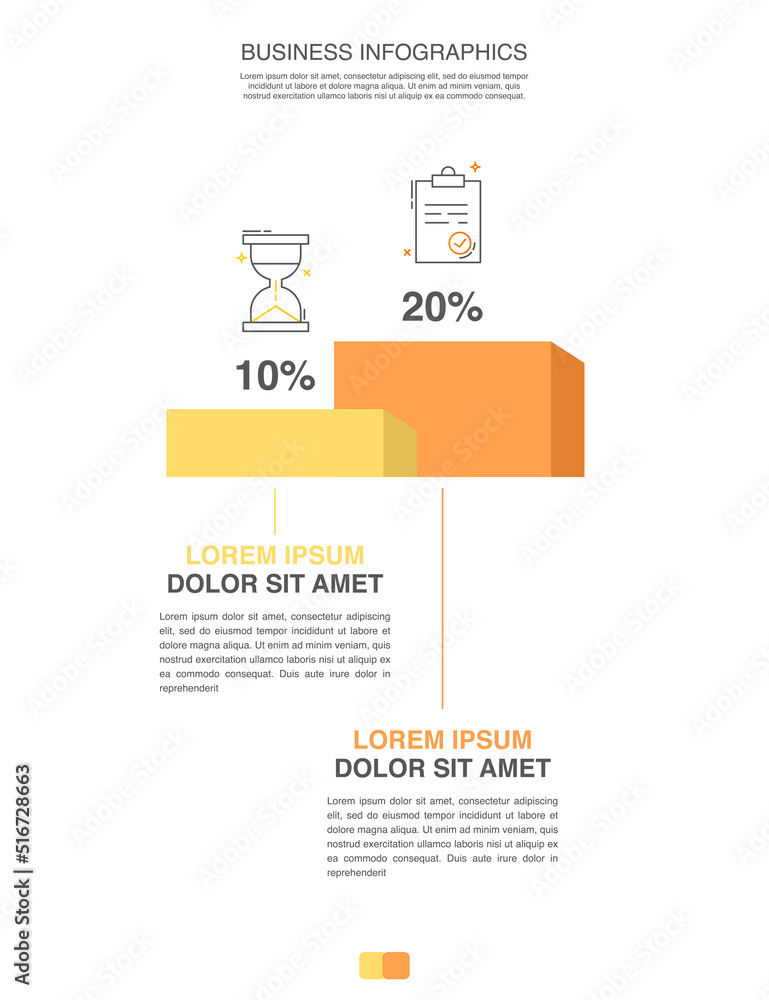 Vector creative infographic of columns bar chart with 2 options. Modern ...