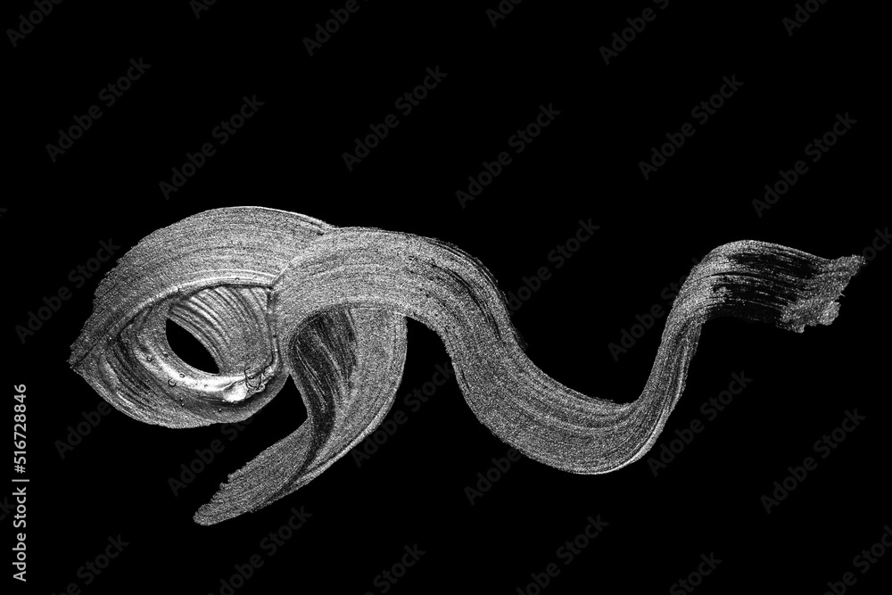 Silver brush stroke texture design isolated on black background ...