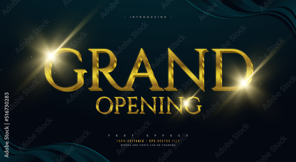 Grand Opening Text Style in Luxurious Gold and Texture Effect. Editable ...