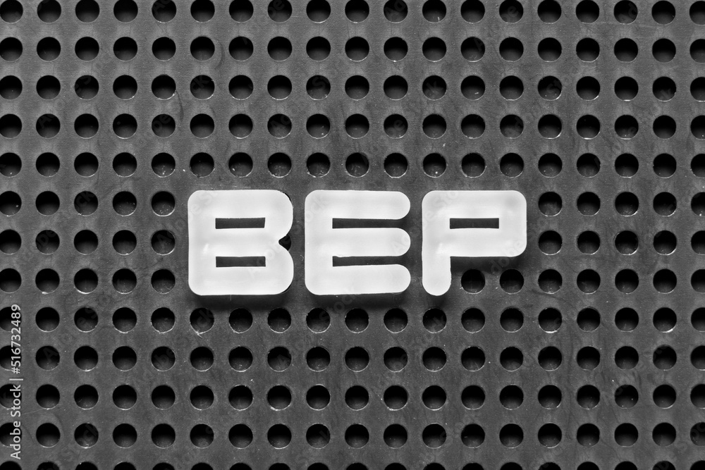 White alphabet letter in word BEP (Abbreviation of breakeven point) on ...