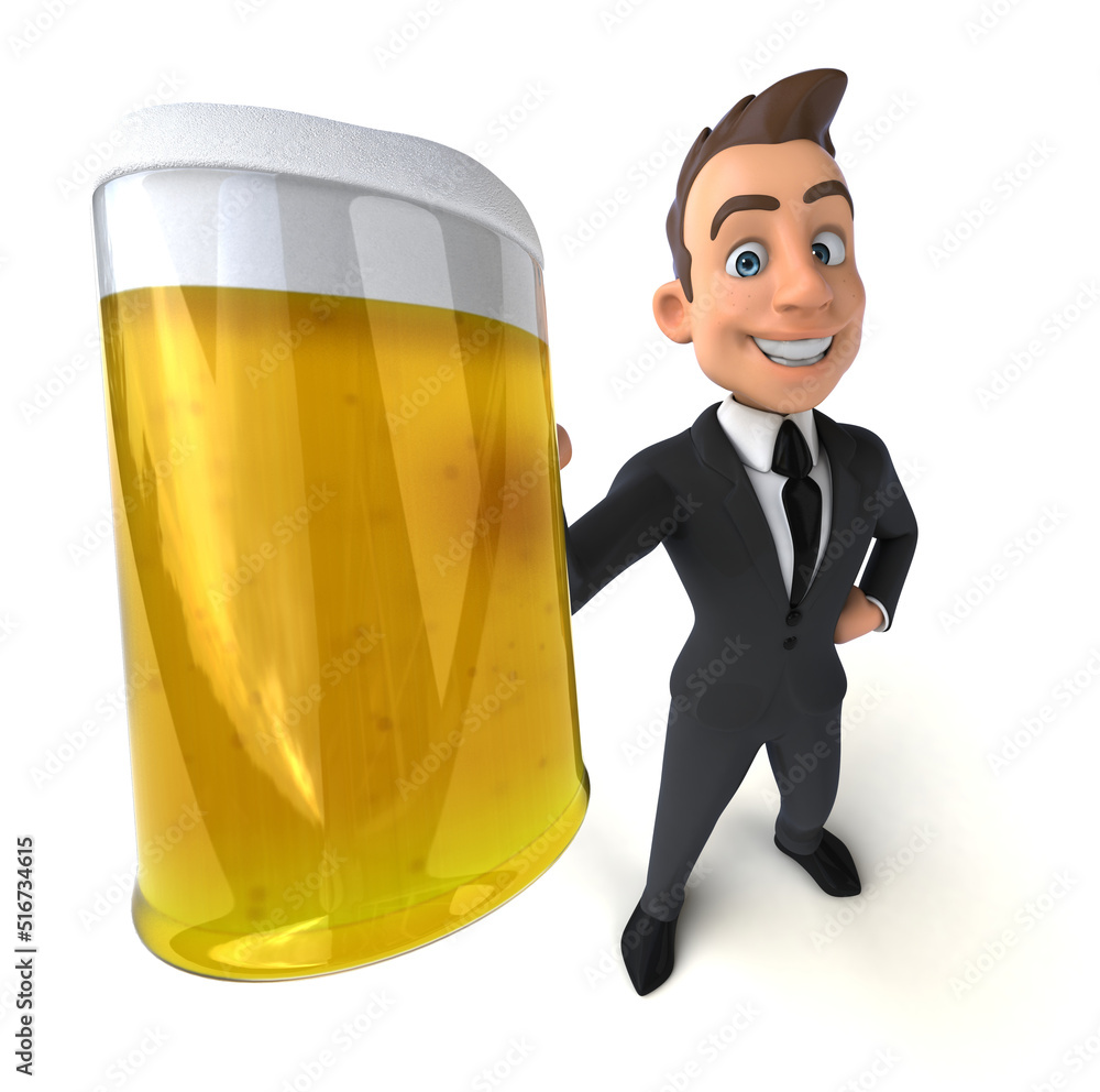 Fun 3D cartoon illustration of a business man with a beer Stock ...