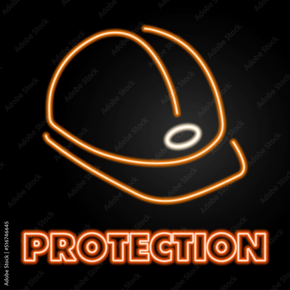 construction helmet neon sign, modern glowing banner design, colorful ...