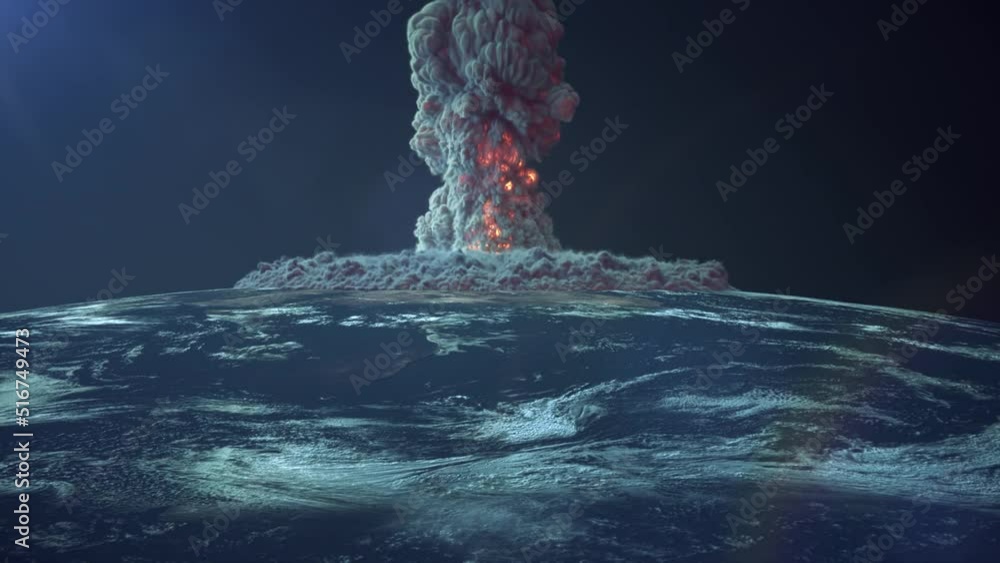 End Of Beautiful Planet Earth. Lethal Nuclear Bomb Explosion. Mass ...