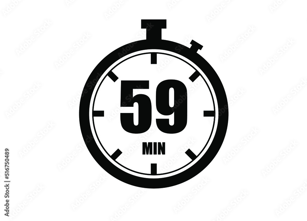 59 Minutes Timers Clock Time Measure Chronometer Vector Icon Black
