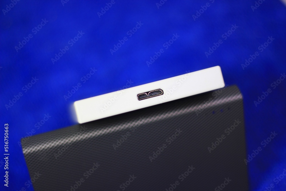 usb 3.0 Micro type B jack of External Hard Disk (HDD) Stock Photo ...