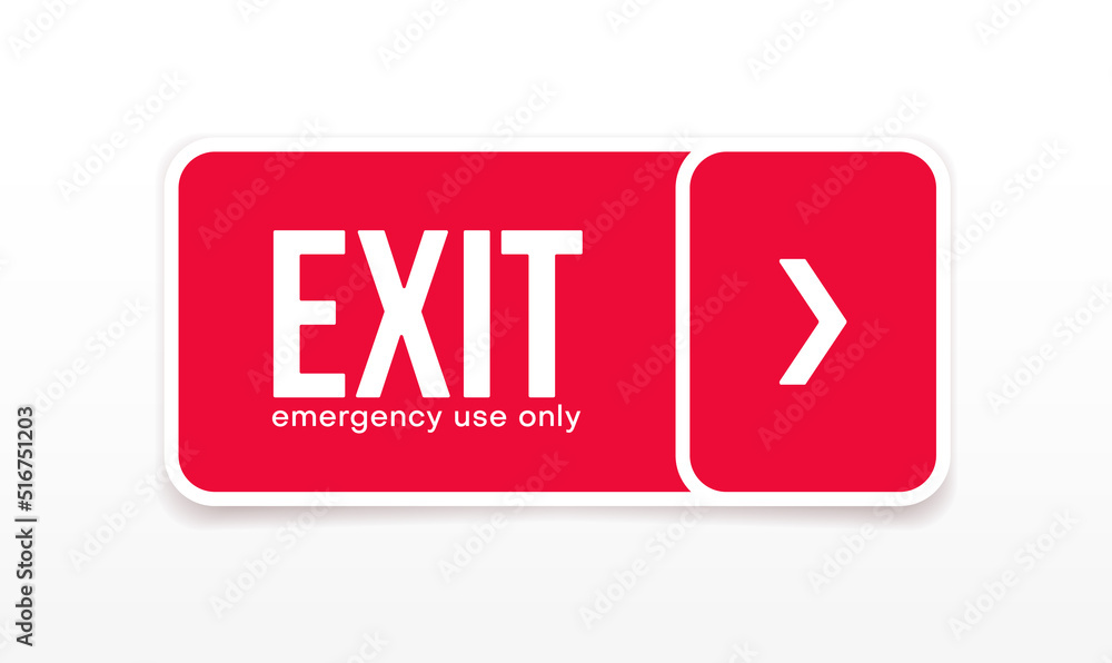 Emergency fire exit door icon. Red exit signs. Arrow symbol. Stock ...