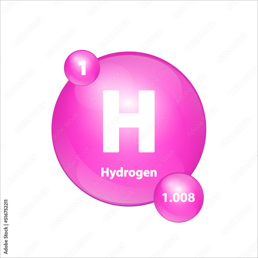 Hydrogen, Hydrog(H) icon structure chemical element round shape circle ...