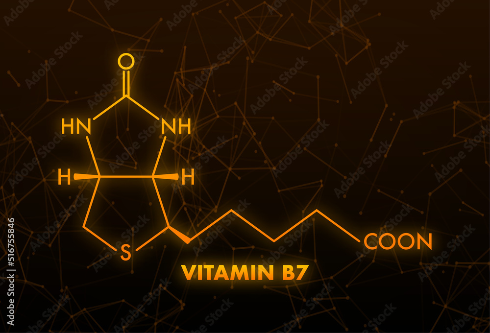 Vitamin b7 formula. Vitamin B7 biotin molecule. Skeletal formula Stock ...